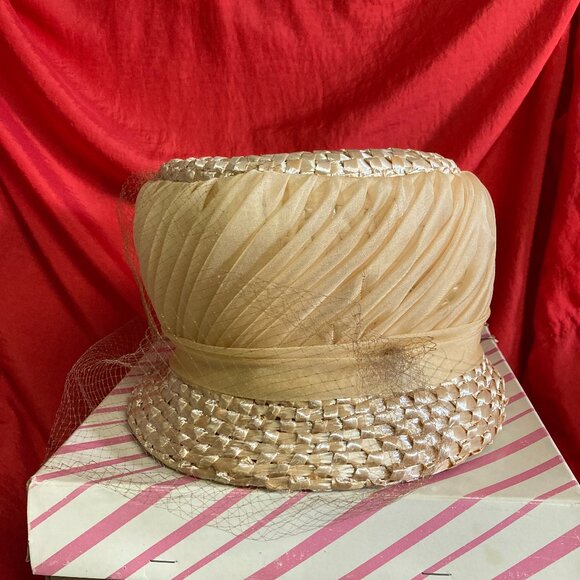 Accessories | Vintage Ladies Ivory Woven Straw And Crepe Hat | Poshmark